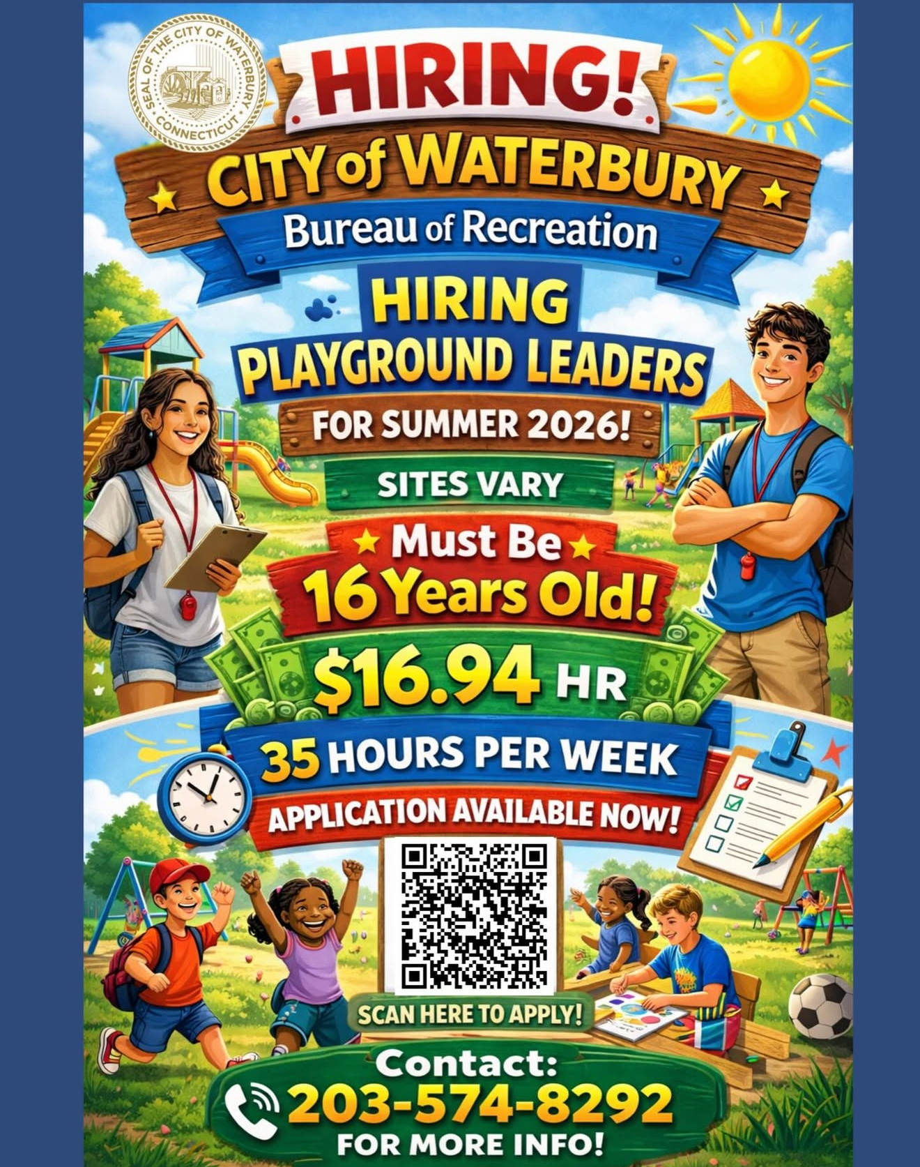 Waterbury Playground Leader Jobs Summer 2026 – $16.94/hr, 35 Hours/Week ...